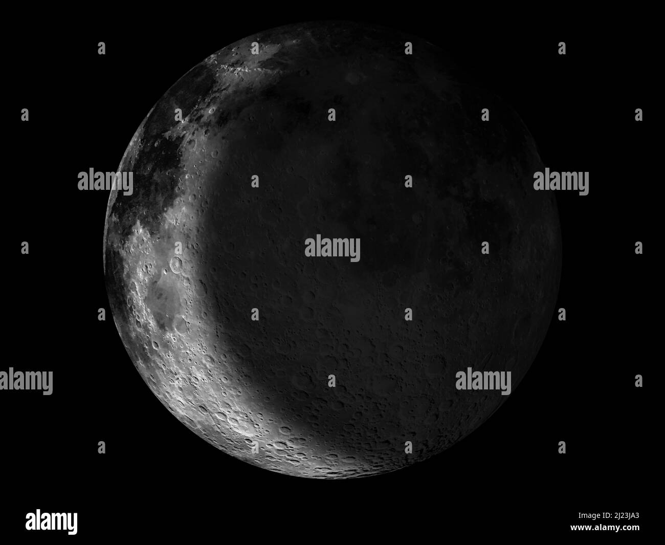 Waning Crescent new moon Stock Photo - Alamy