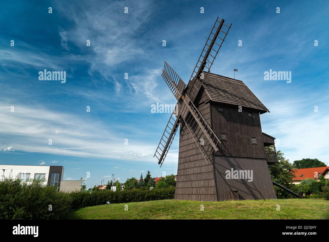 Windmill in Rydzyna in Poland. Farming and countryside concept Stock ...