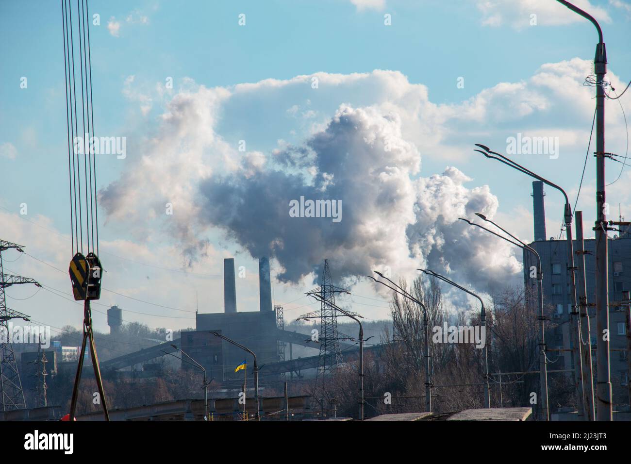 Poor environment in city. Environmental disaster. Harmful emissions ...