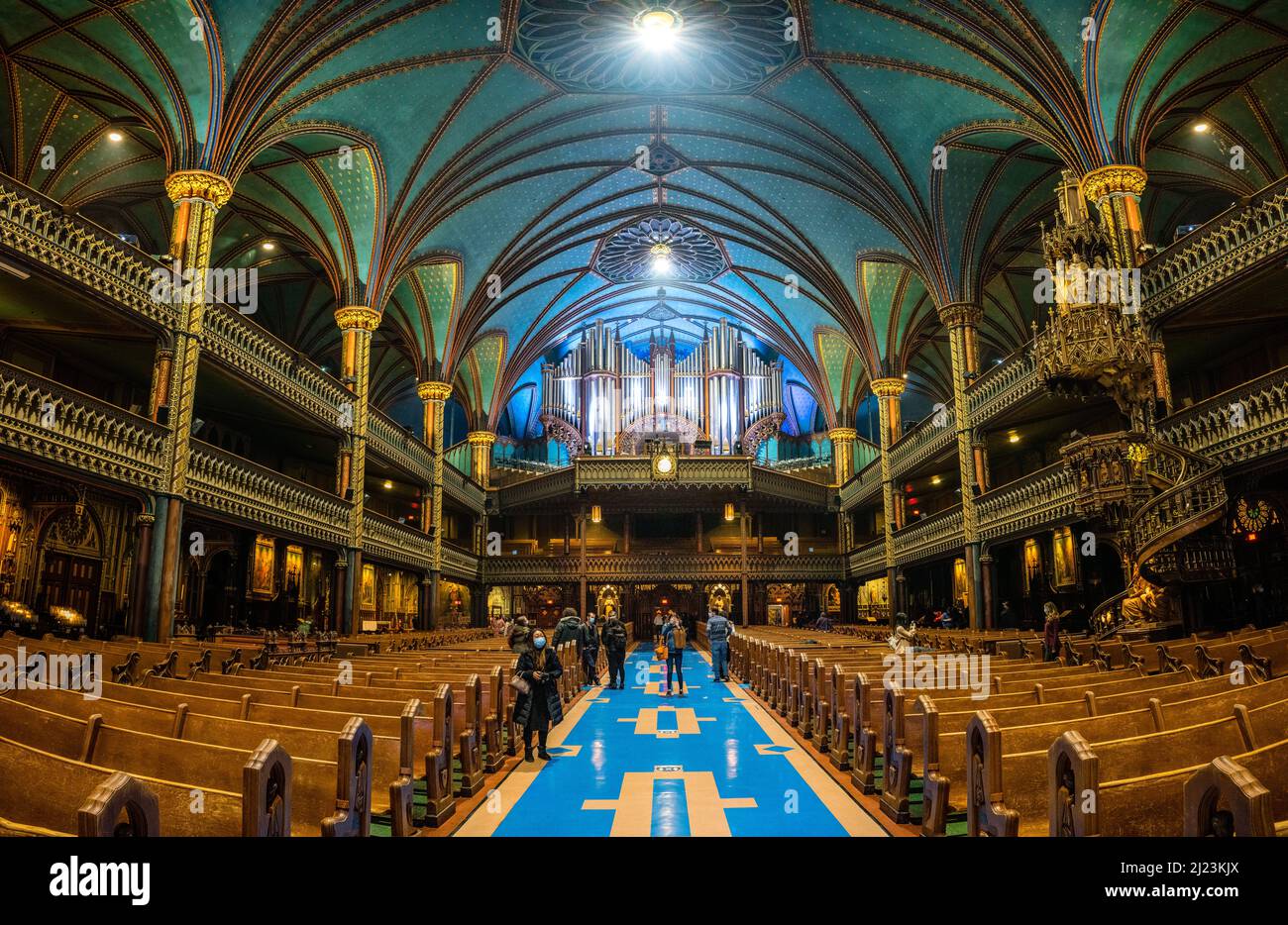 A beautiful view of Montreal Notre-Dame Basilica in Quebec, Canada ...