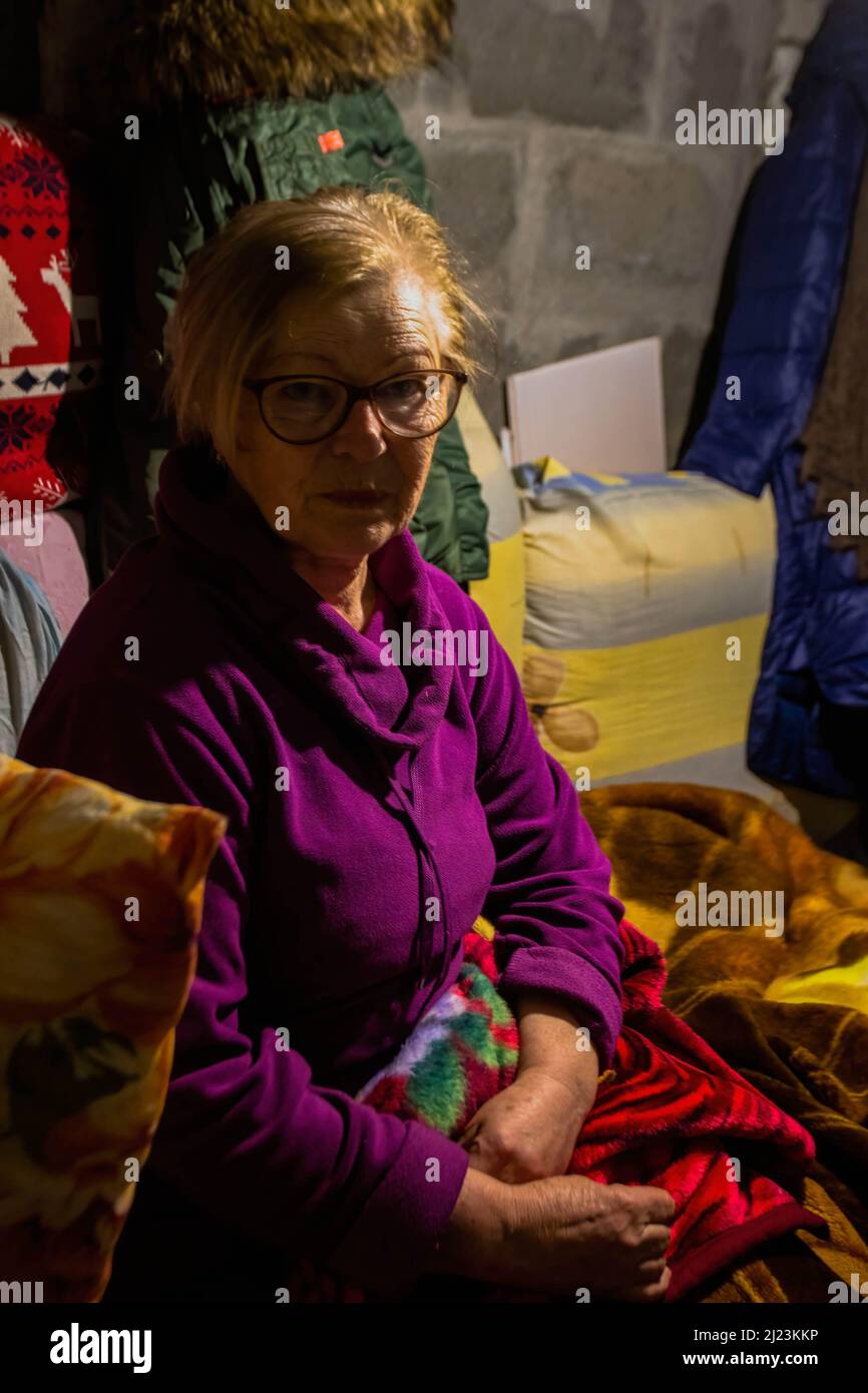 Boyarka, Ukraine. 29th Mar, 2022. A Boyarka resident shows the basement ...
