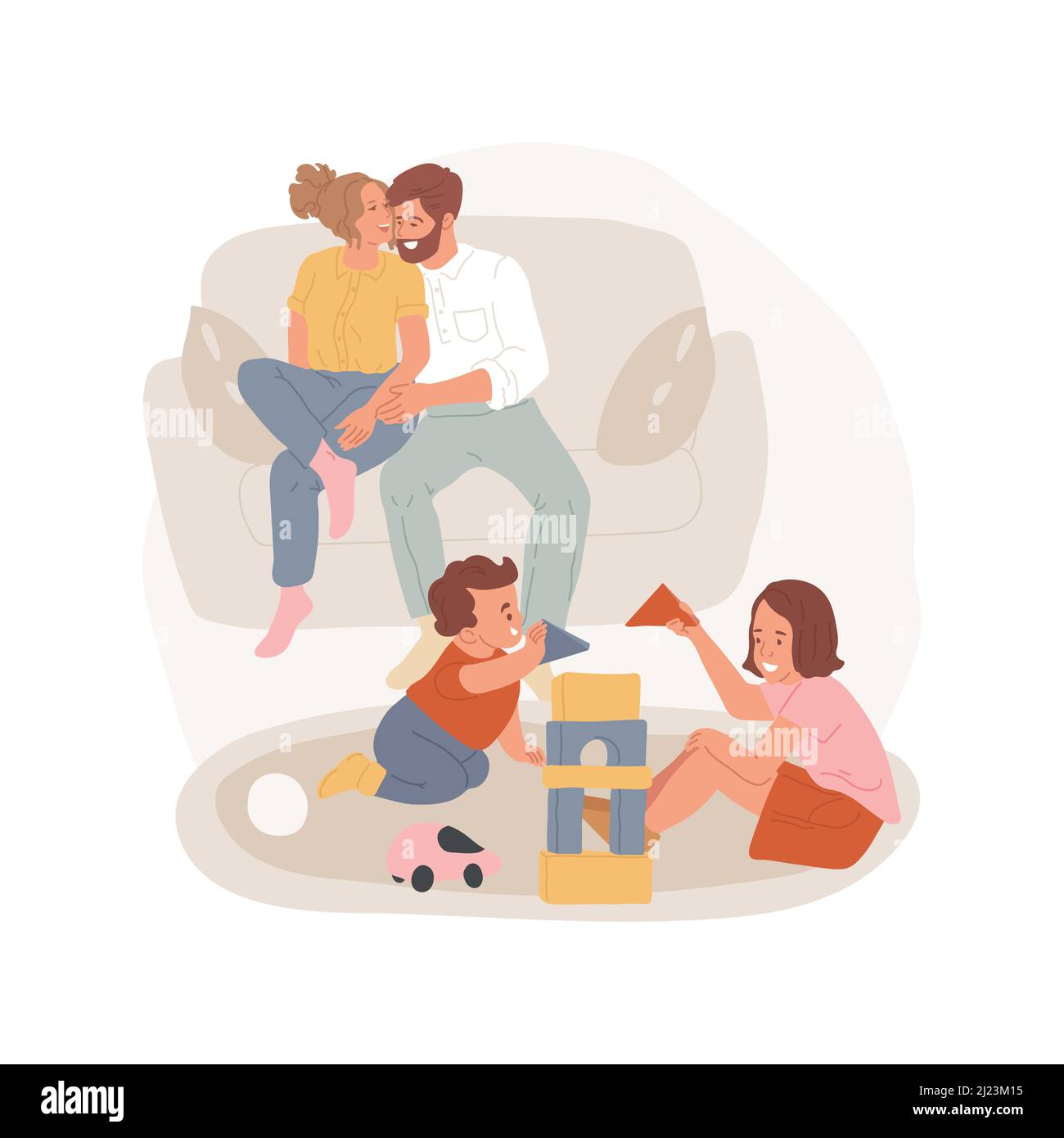 Family Hugging Cartoon