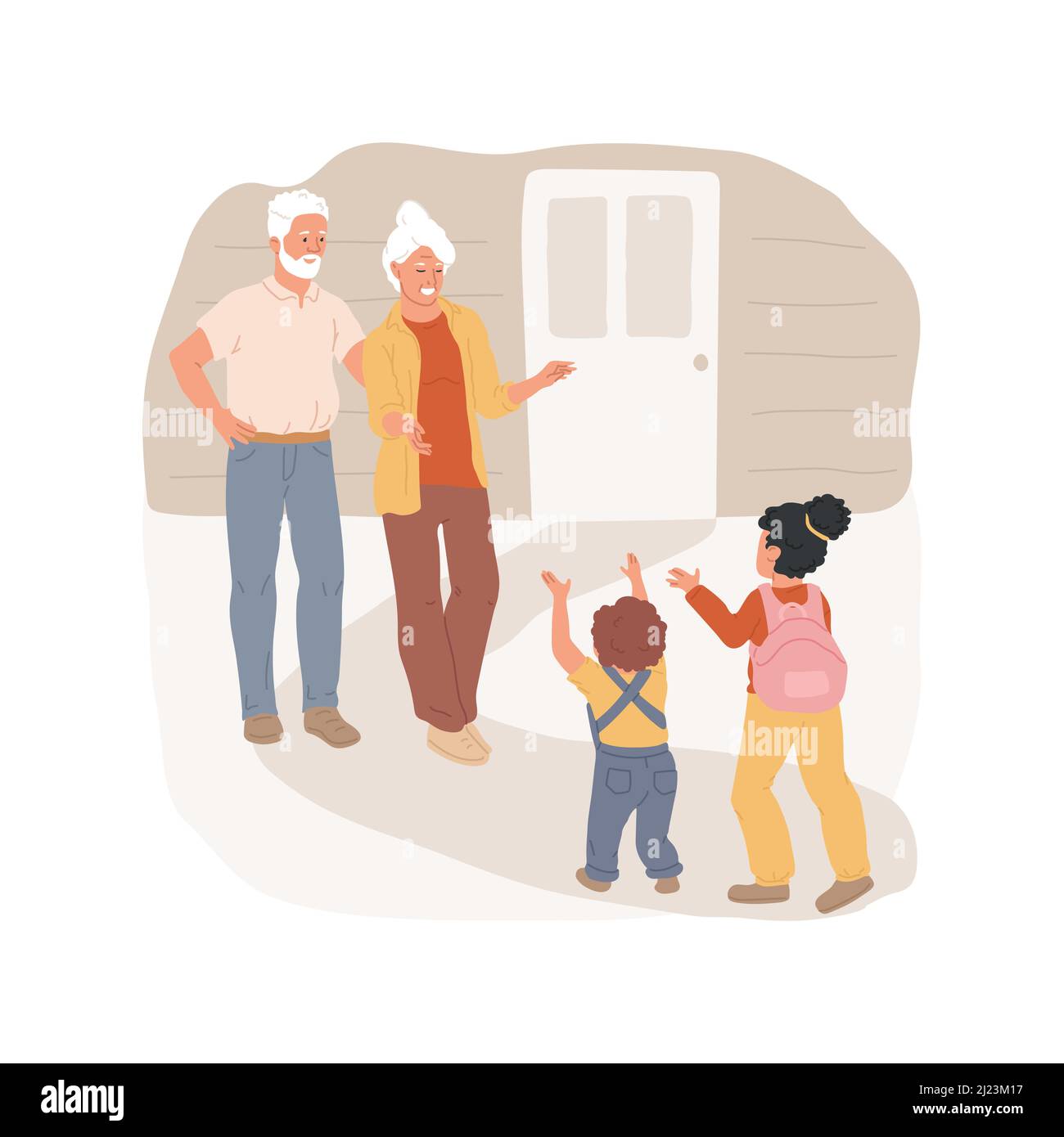 Visiting grandparents isolated cartoon vector illustration. Grandpa ...