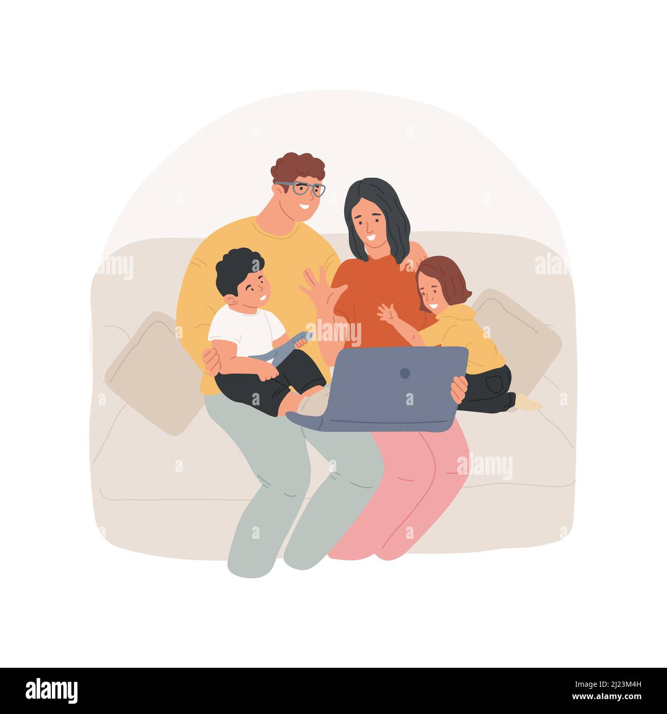 Family video chat isolated cartoon vector illustration. Family members ...