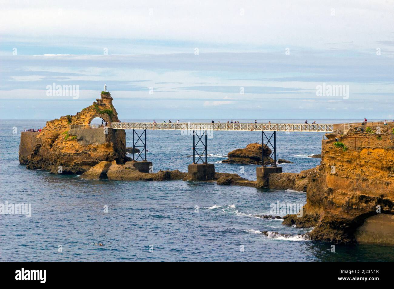 The Rocher de la Vierge: emblematic monument of the city. Biarritz ...