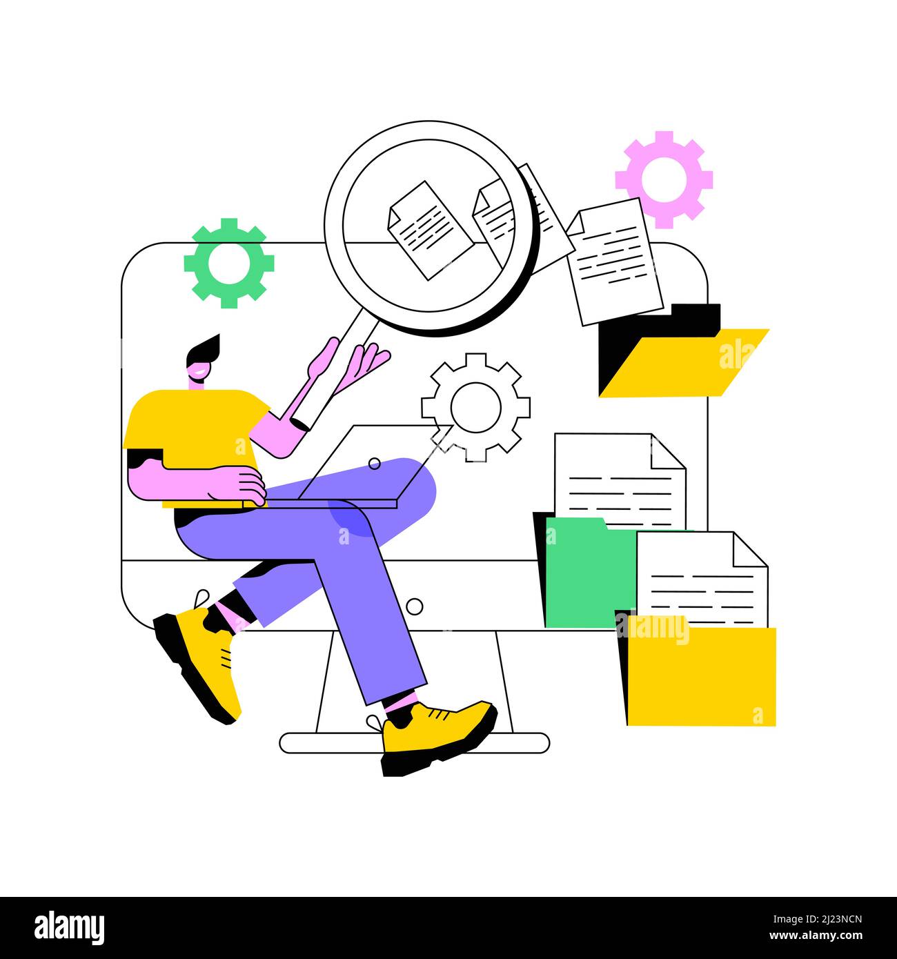 Document management soft abstract concept vector illustration. Document ...