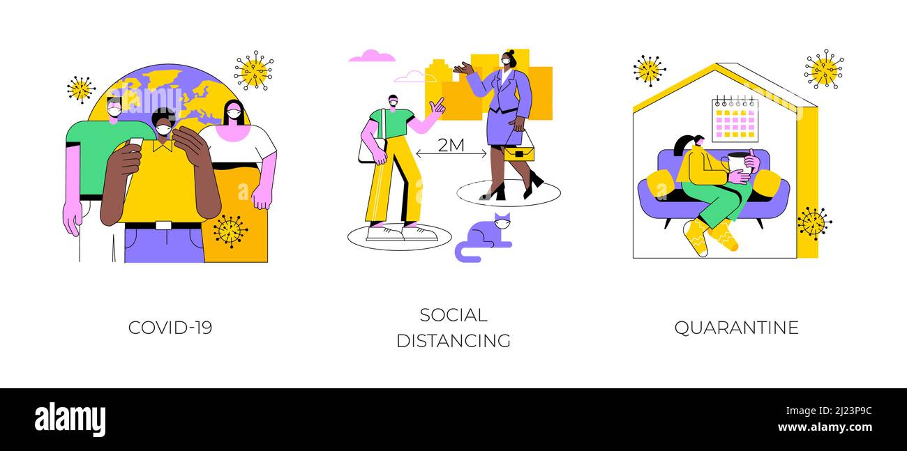 Coronavirus pandemic abstract concept vector illustration set. COVID-19 ...