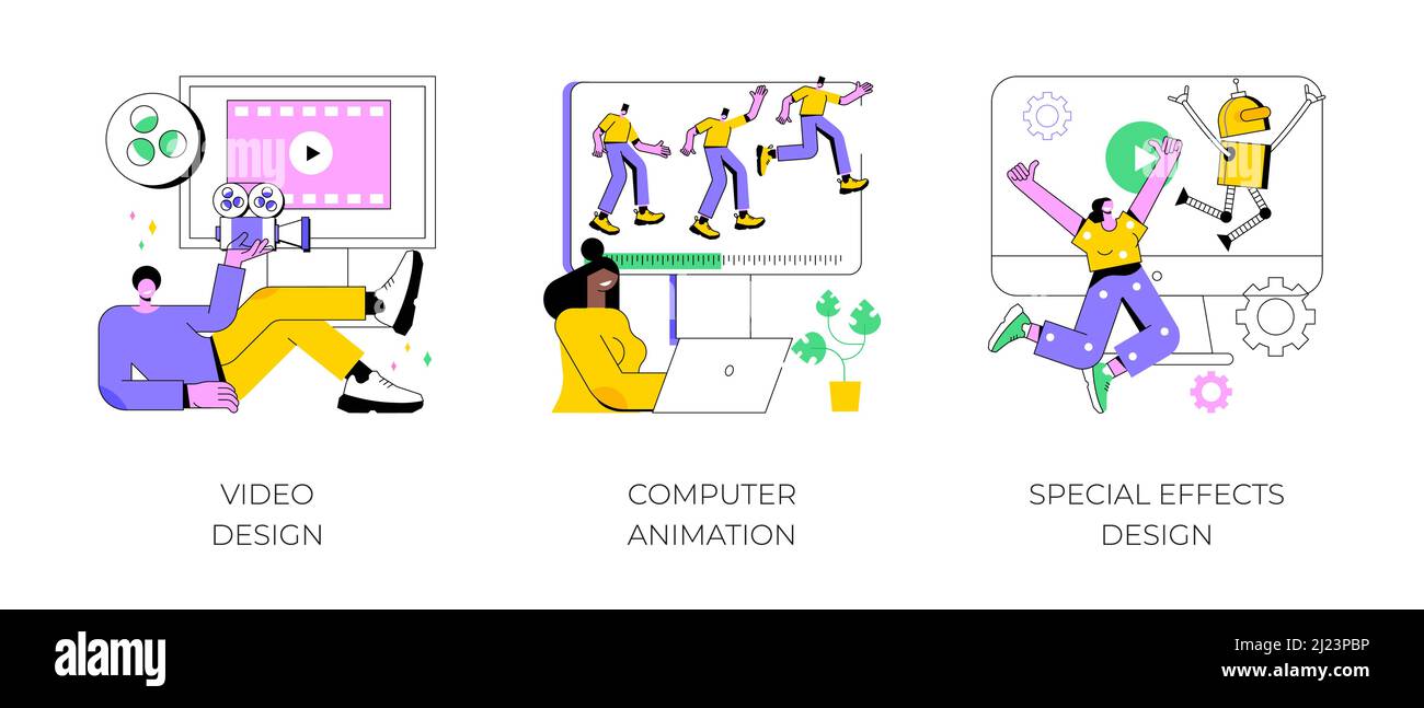 Video post production abstract concept vector illustration set. Video ...