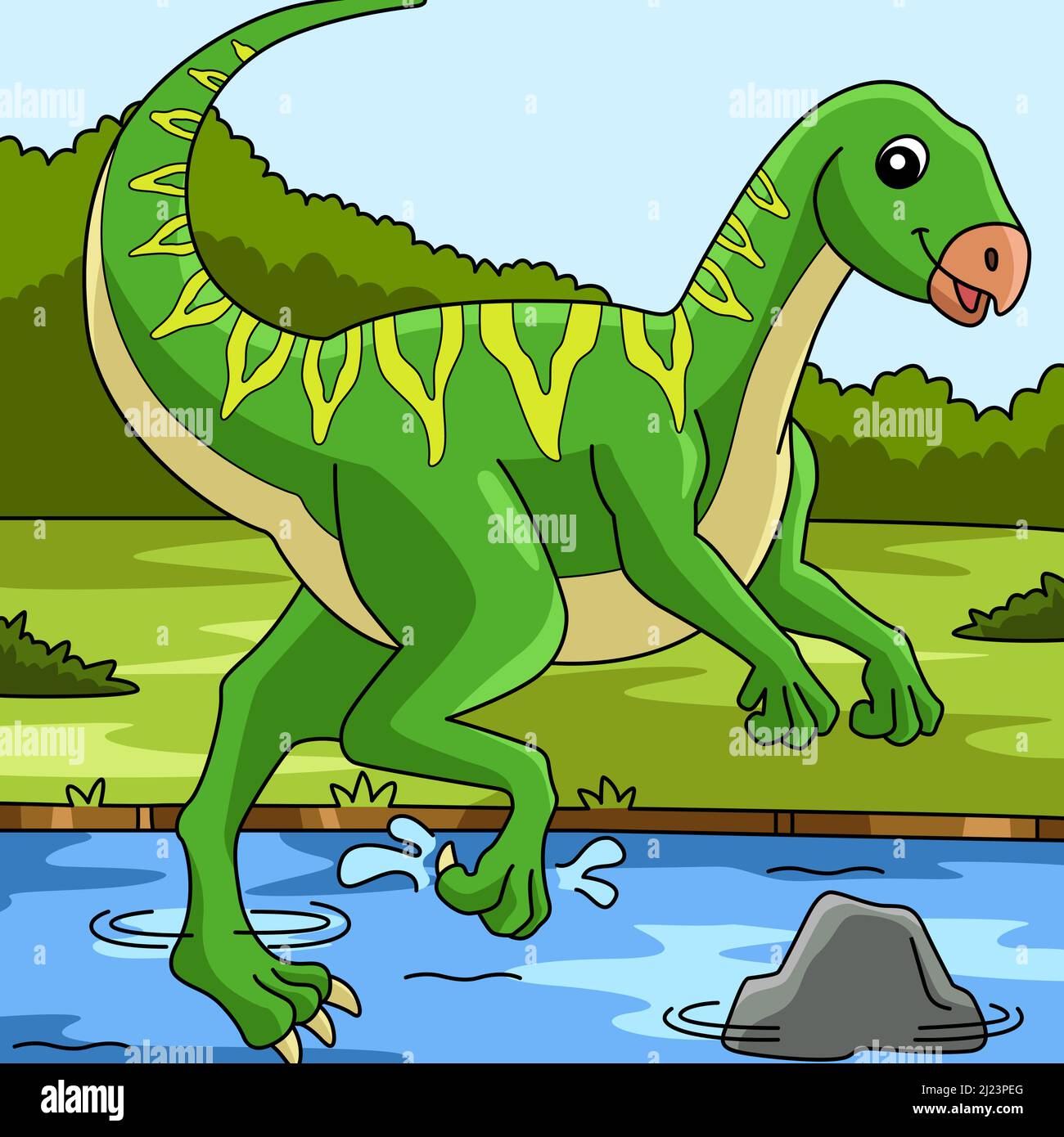 Qantassaurus Dinosaur Colored Cartoon Illustration Stock Vector Image ...