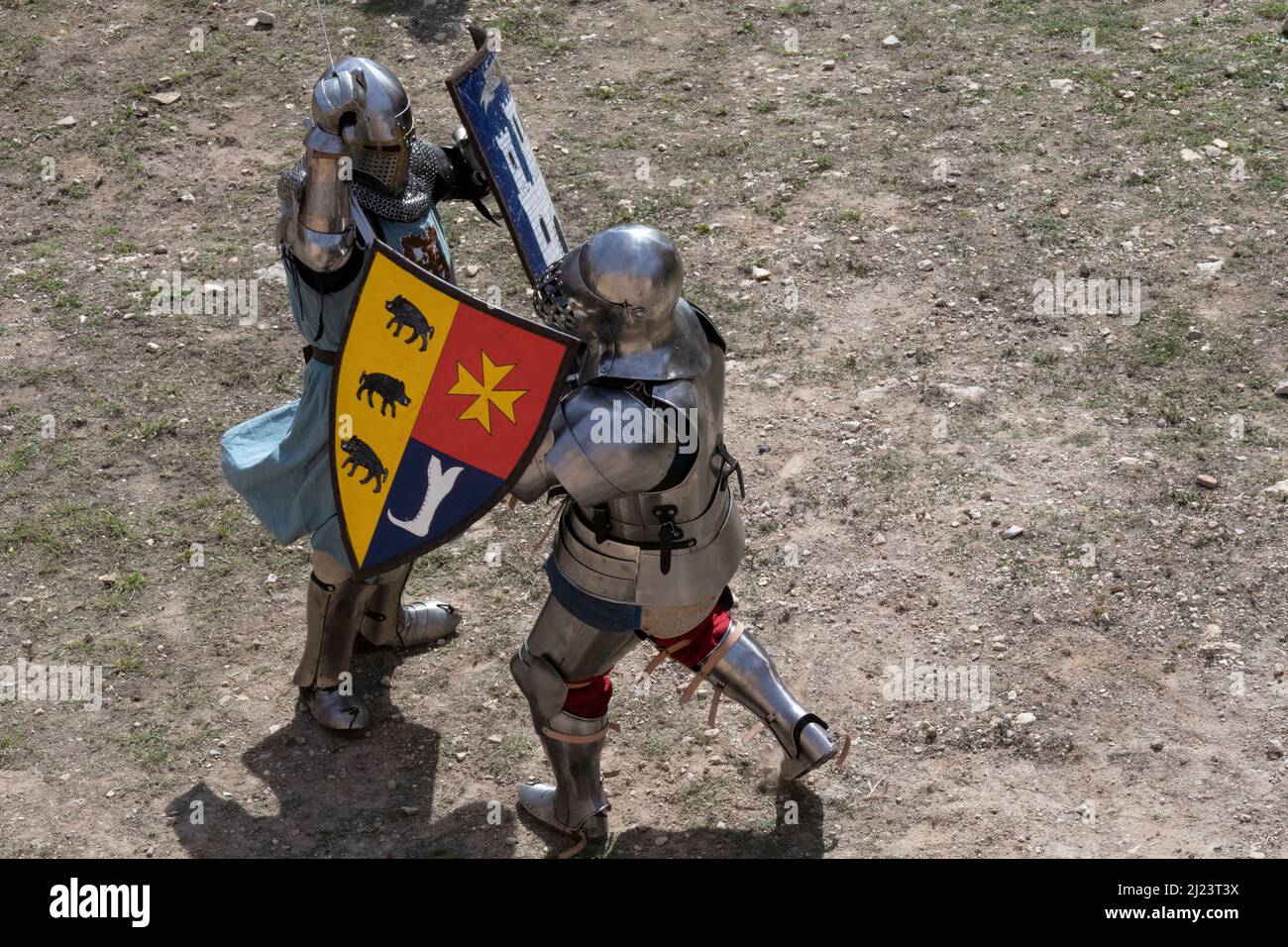 two man fight with medieval armour Stock Photo - Alamy
