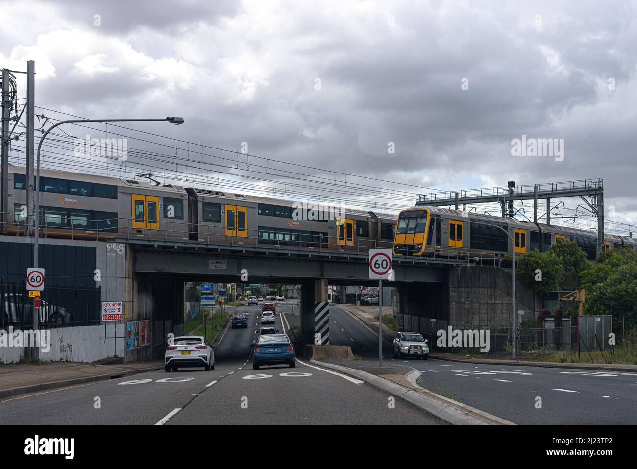 Sydney trains crossing a bridge in Parramatta Stock Photo - Alamy