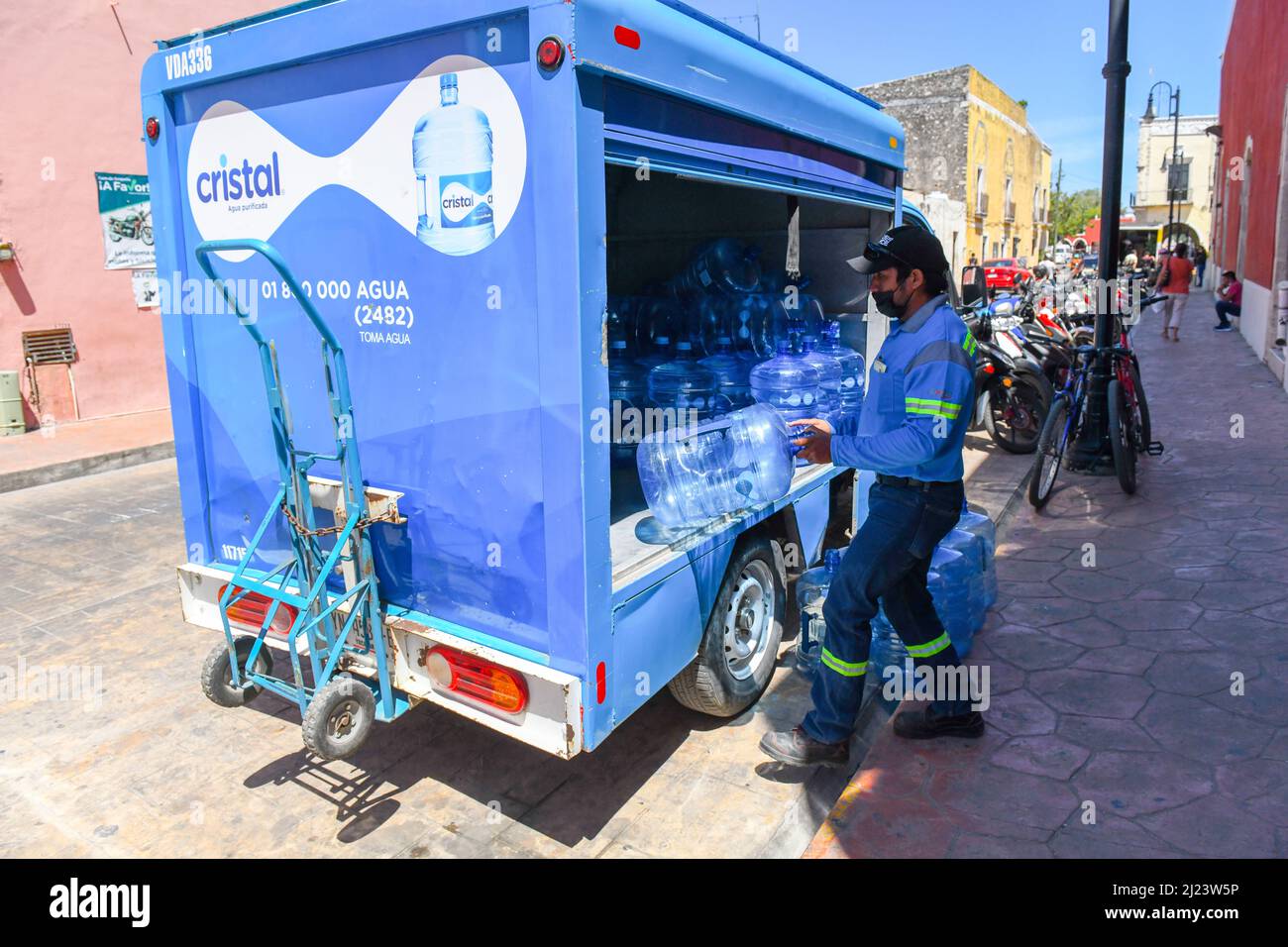 Bottled water delivery, Valladolid , Mexico Stock Photo - Alamy