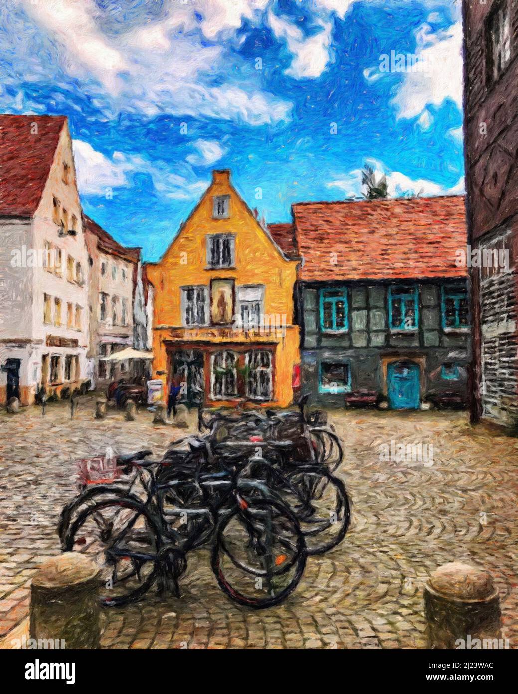 Colorful painting modern artistic artwork, real brush strokes, drawing ...