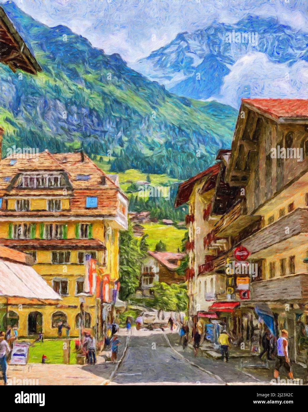 Colorful painting modern artistic artwork, real brush strokes, drawing ...