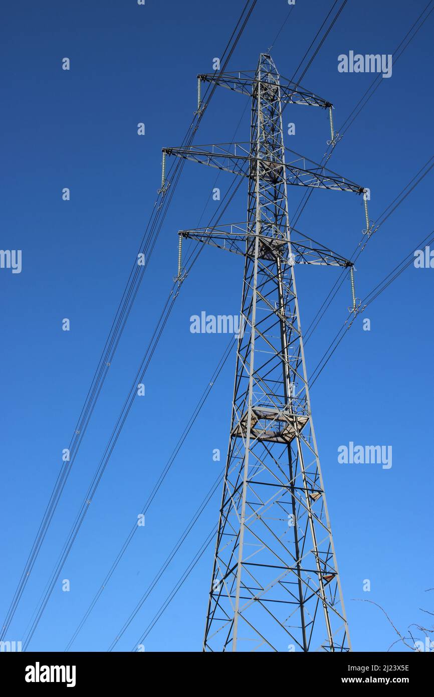 Pylon carrying electricity transmission power lines of the National ...