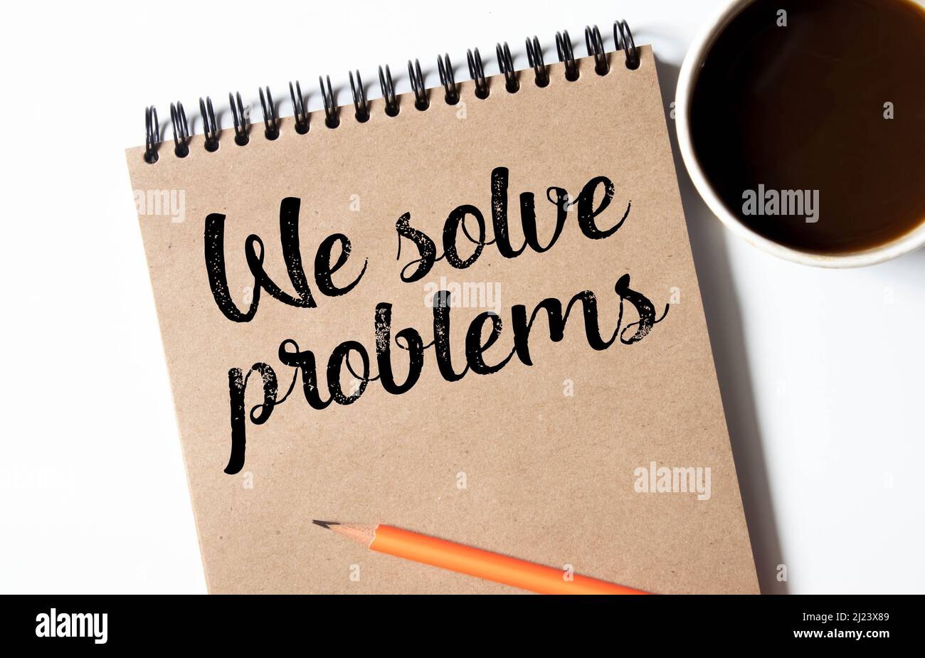 Selective focus of paper trash, paper clips, magnifying glass, black ...