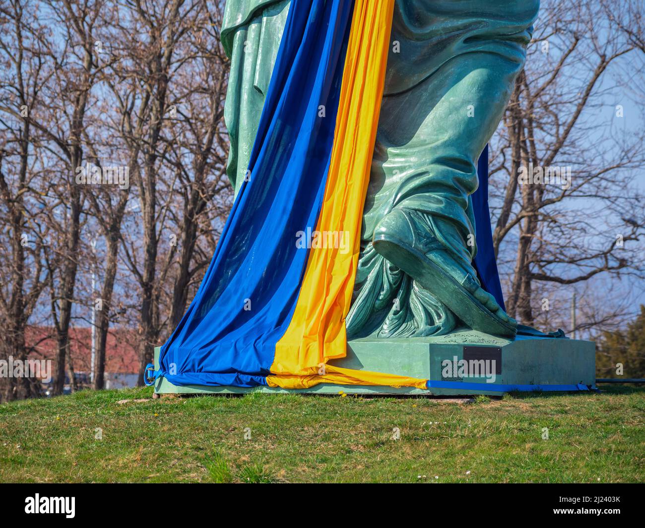 Colmar, France - March 29, 2022: Copy of Statue of Liberty, designed by ...
