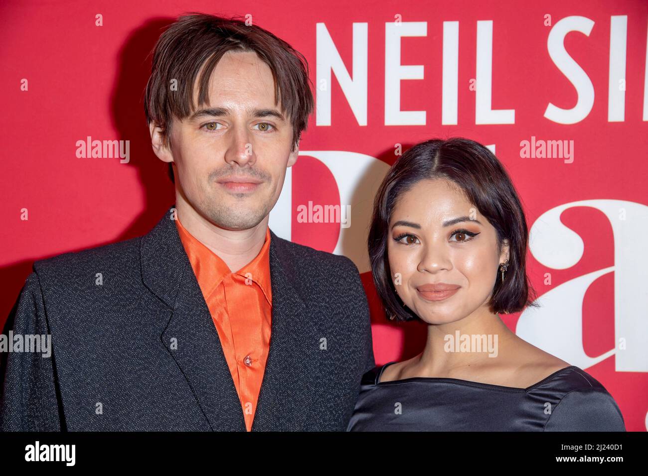 New York, United States. 28th Mar, 2022. Reeve Carney and Eva Noblezada ...