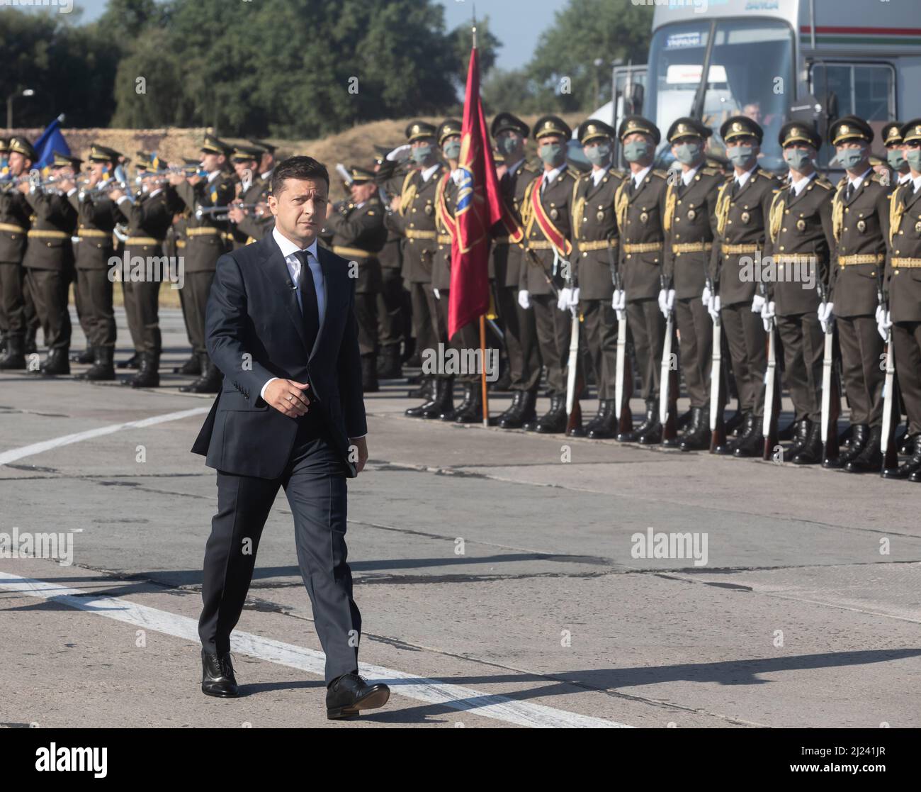 President of Ukraine Volodymyr Zelensky seen during the ceremony of ...