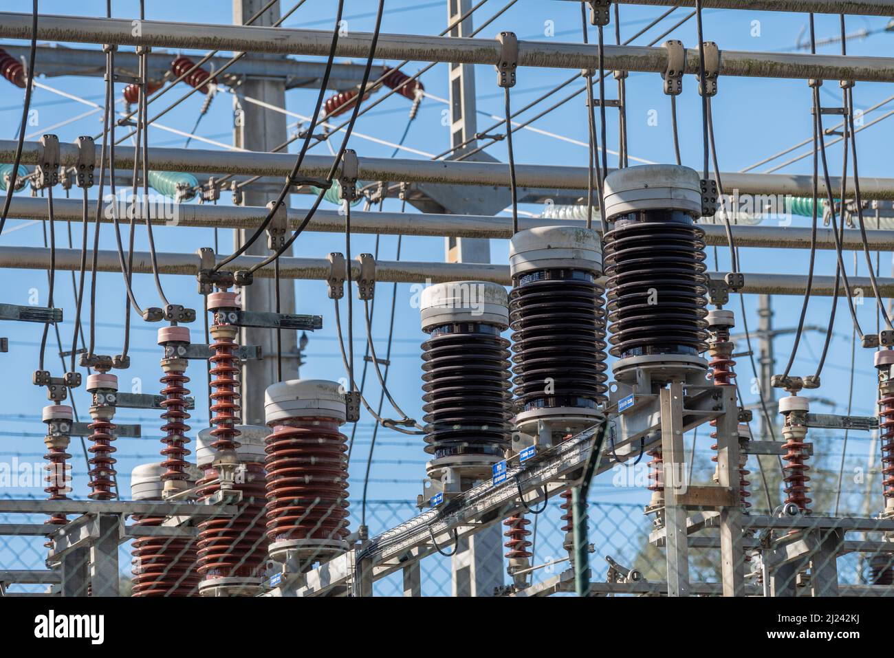 The detail of a high power electrical substation Stock Photo - Alamy