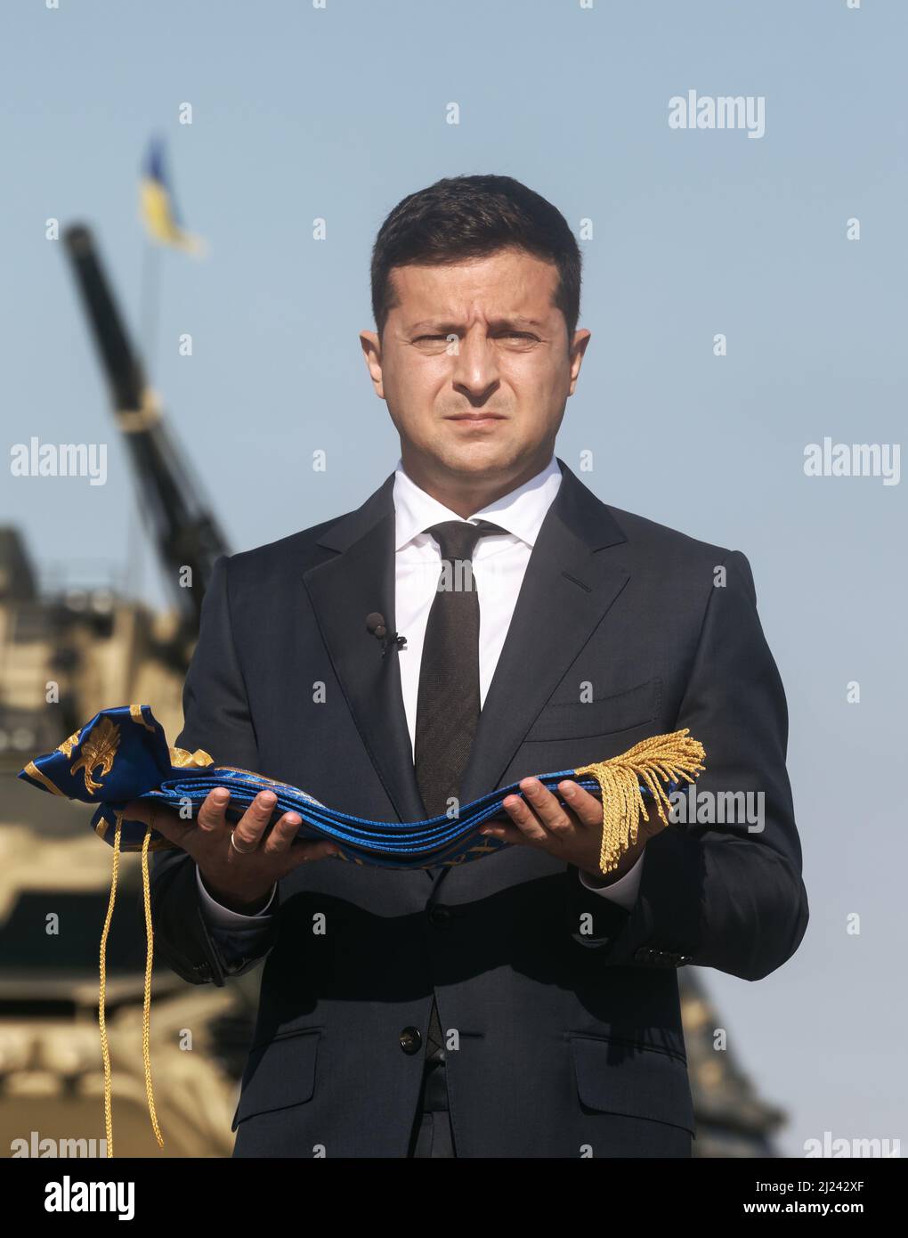 President of Ukraine Volodymyr Zelensky seen during the ceremony of ...