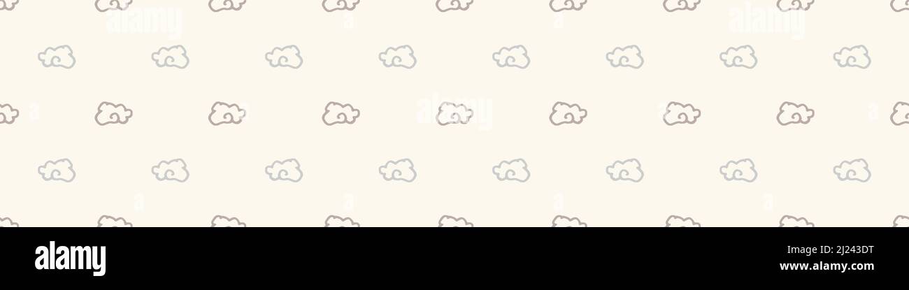 Calm newborn baby minimal sky cloud seamless border pattern. Gender ...