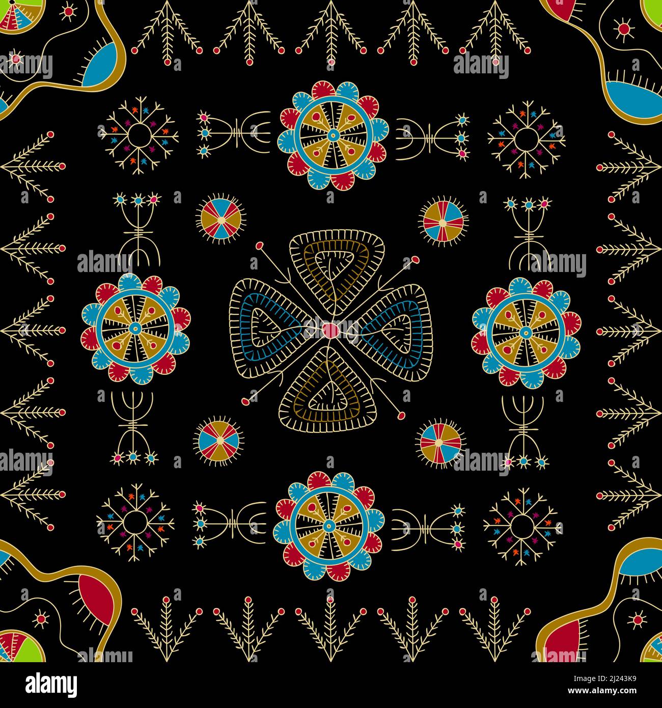 Folk art vector pattern inspired by Estonian Mulgi embroidery Stock ...