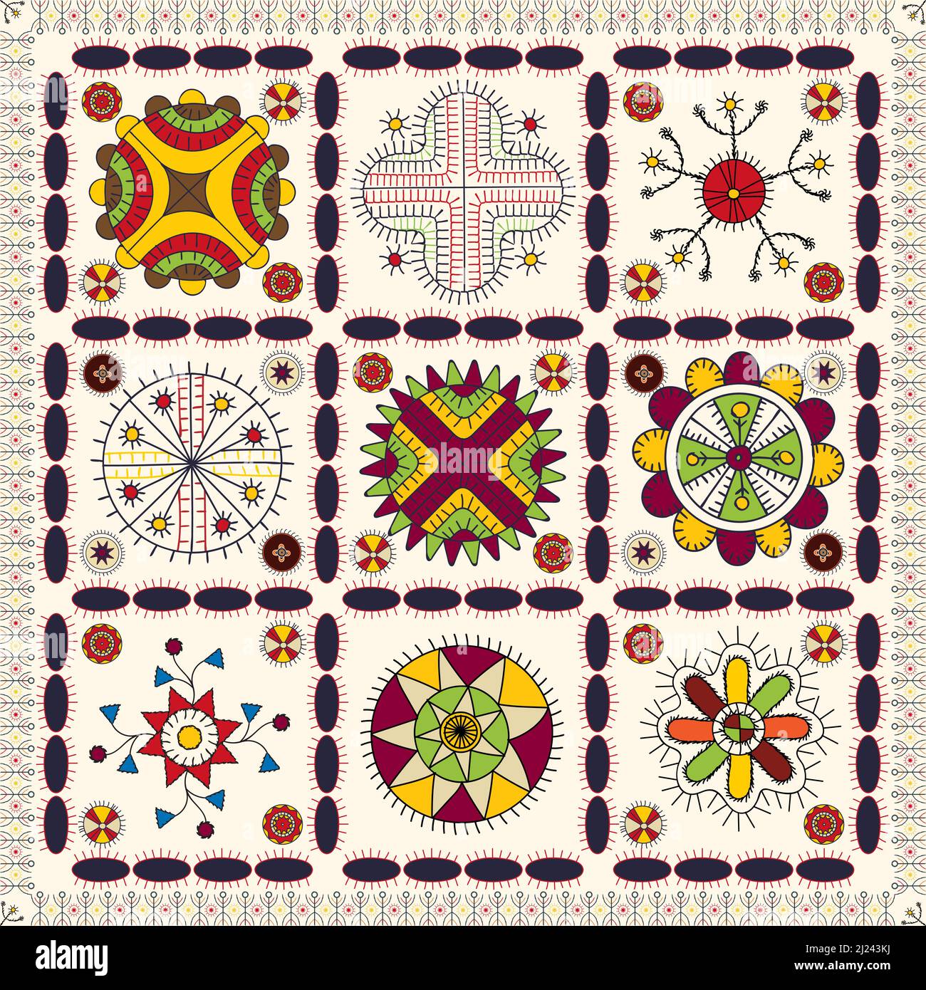 Folk art vector pattern inspired by Estonian Mulgi embroidery Stock ...
