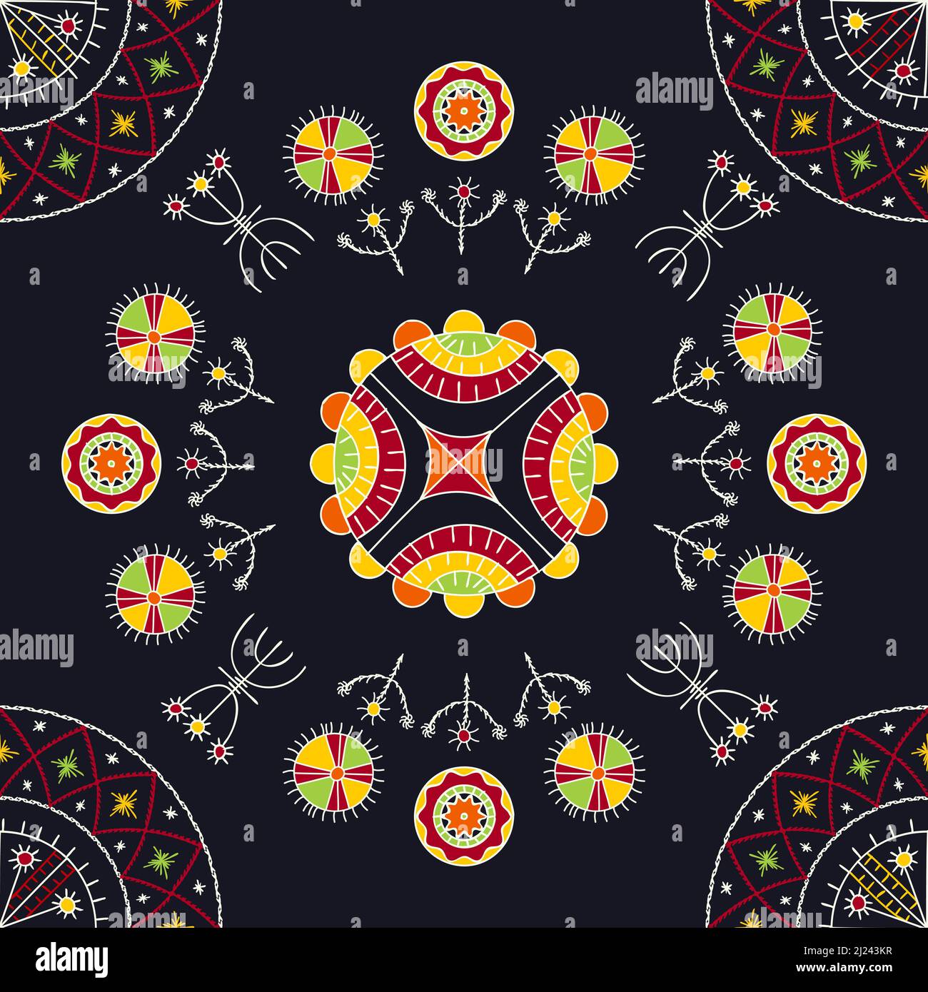 Folk art vector pattern inspired by Estonian Mulgi embroidery Stock ...