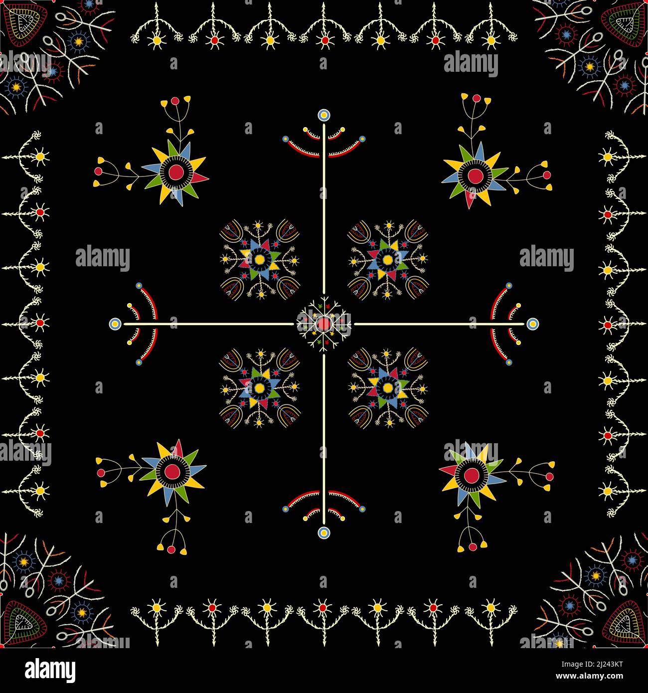 Folk art vector pattern inspired by Estonian Mulgi embroidery Stock ...