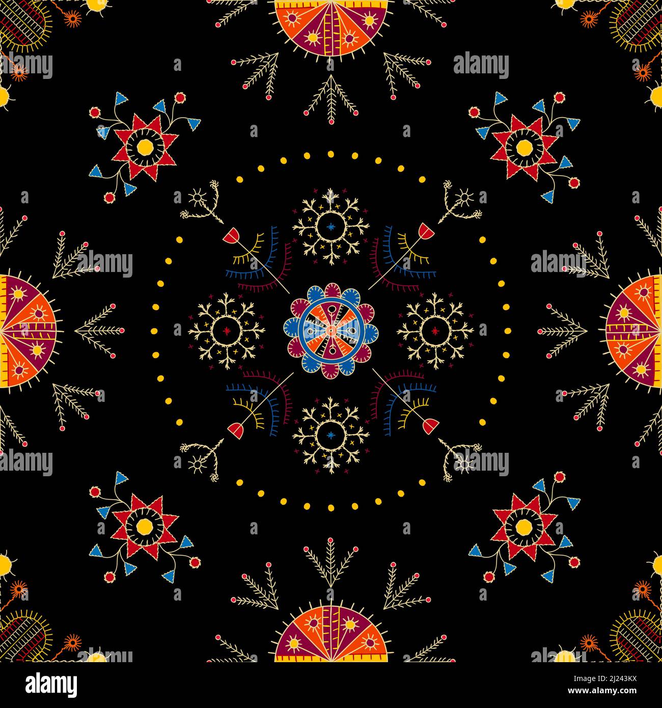 Folk art vector pattern inspired by Estonian Mulgi embroidery Stock ...