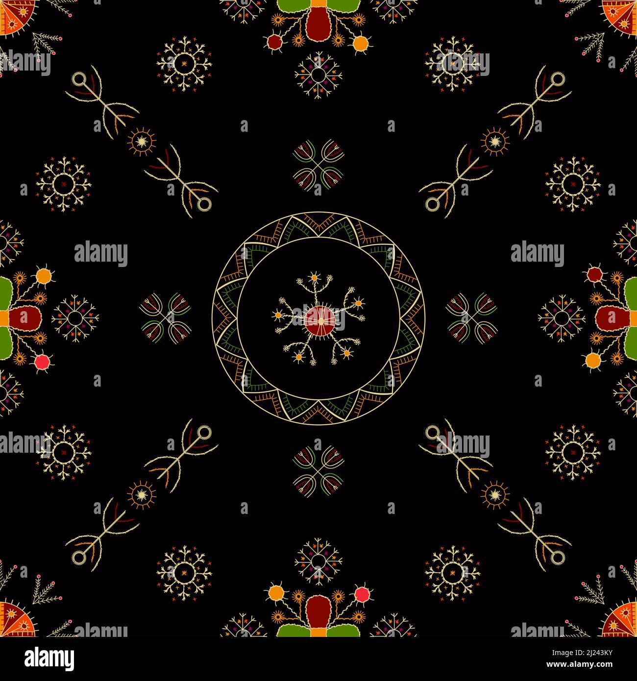 Folk art vector pattern inspired by Estonian Mulgi embroidery Stock ...