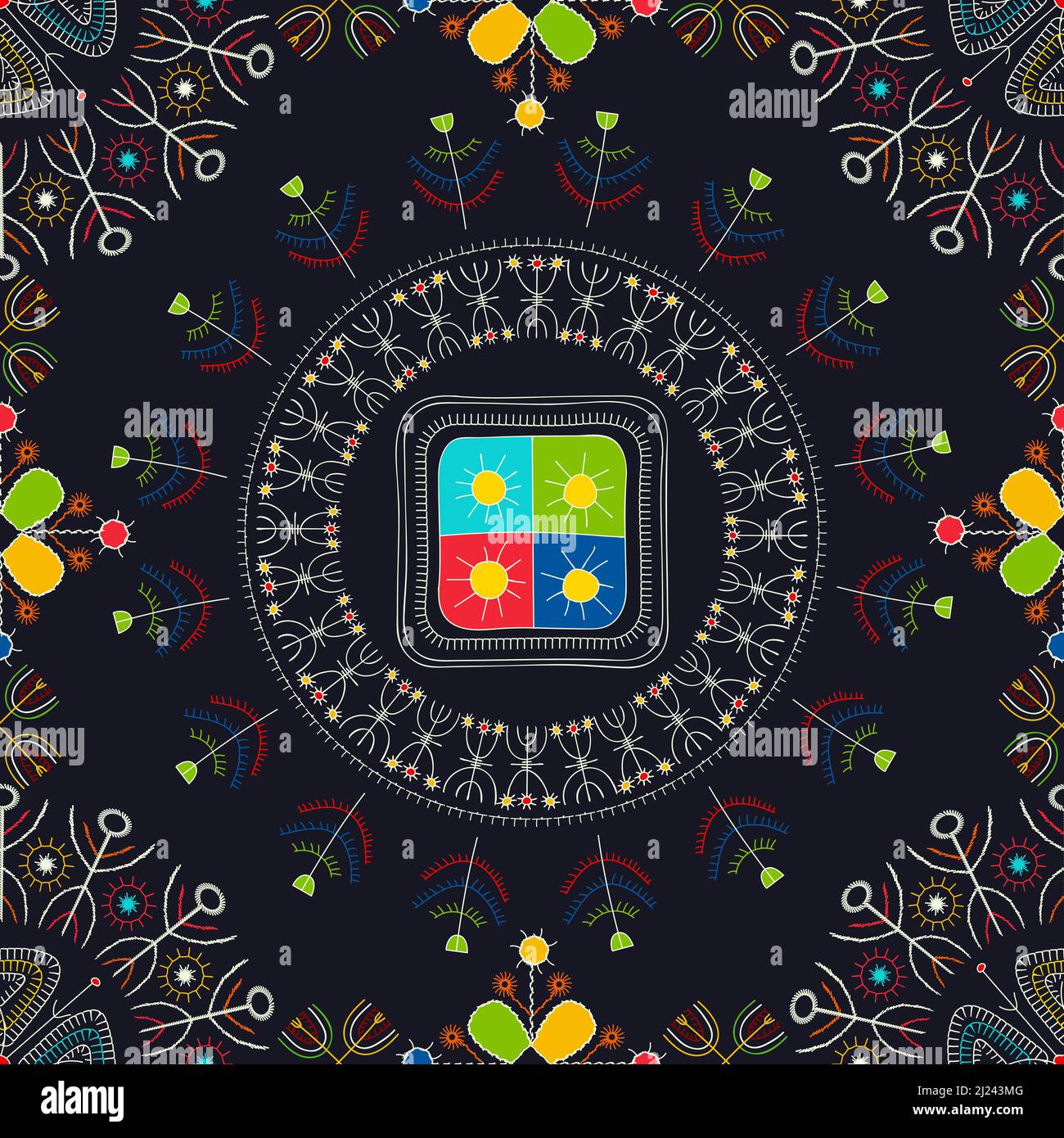 Folk art vector pattern inspired by Estonian Mulgi embroidery Stock ...