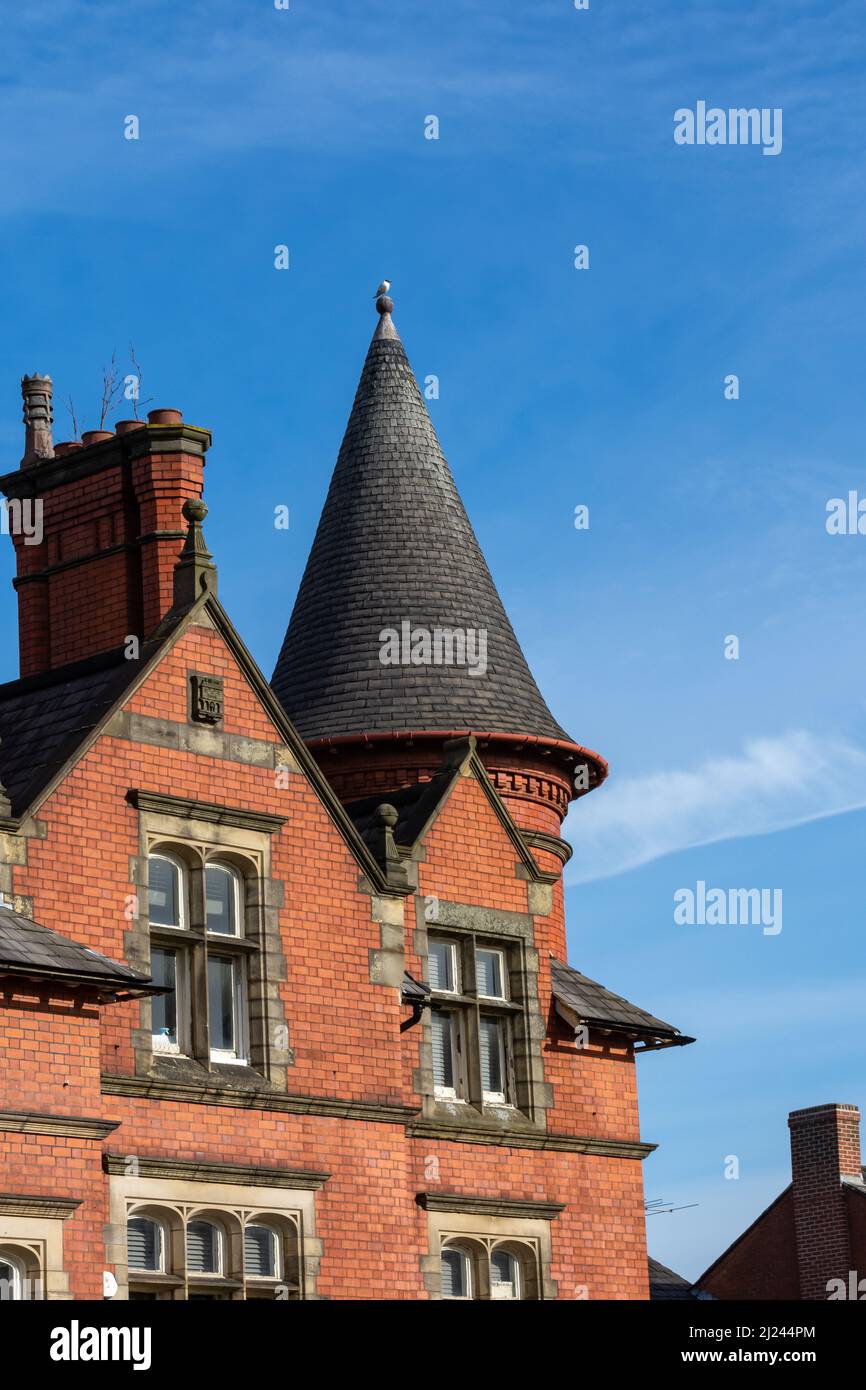The Old Courts, Wigan town center, with blue sky's behind. Built in the ...