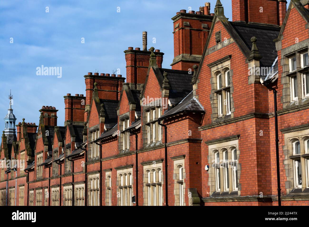 The Old Courts, Wigan town center, with blue sky's behind. Built in the ...