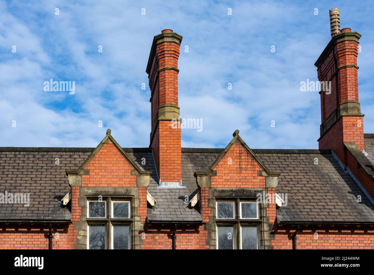 The Old Courts, Wigan town center, with blue sky's behind. Built in the ...