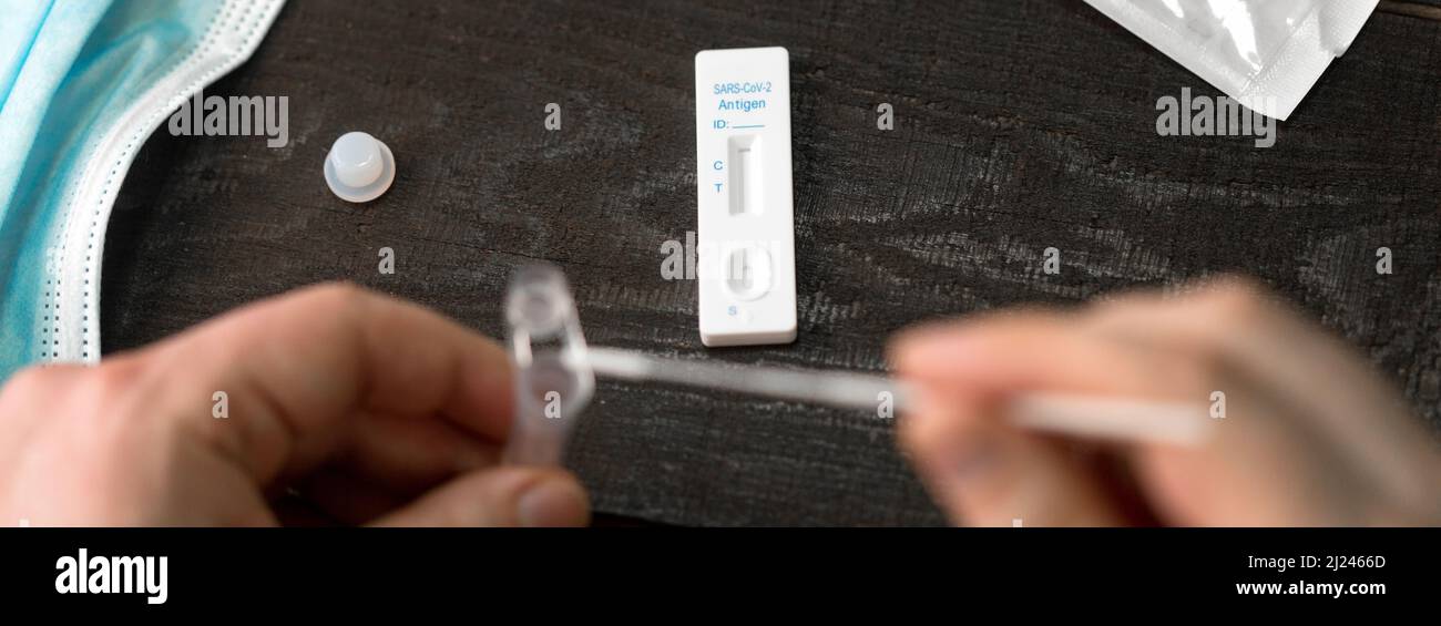 Covid rapid antigen nasal test. Self test at home or at corona test ...