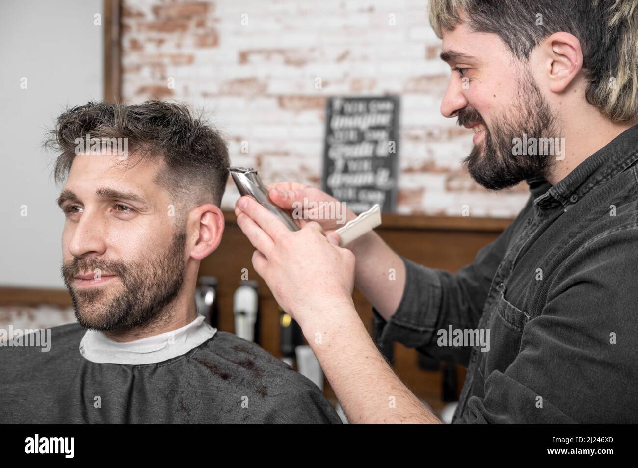 Closeup man getting haircut hi-res stock photography and images - Alamy