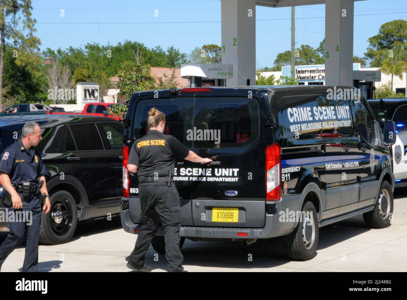 West Melbourne, Florida, USA. March 29, 2022. Officers from the WMPD ...