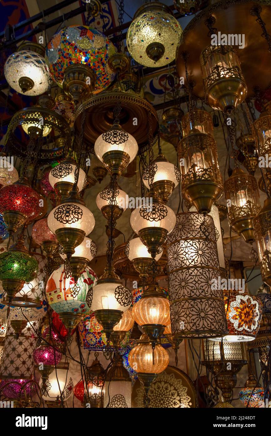 colorful lamps in istanbul market Stock Photo - Alamy