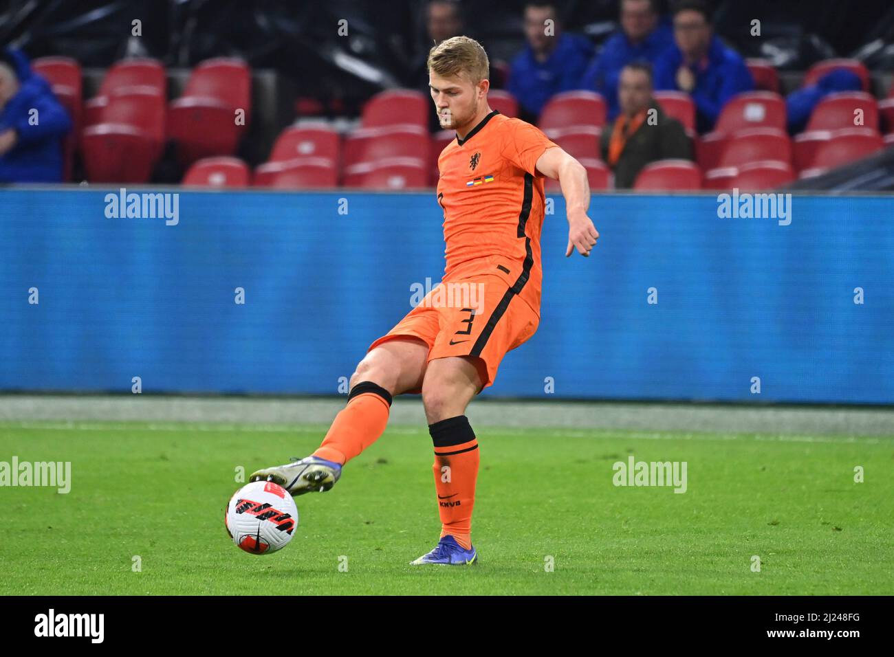 Amsterdam, Netherlands. 29th Mar, 2022. Matthijs DE LIGT (NED), action ...