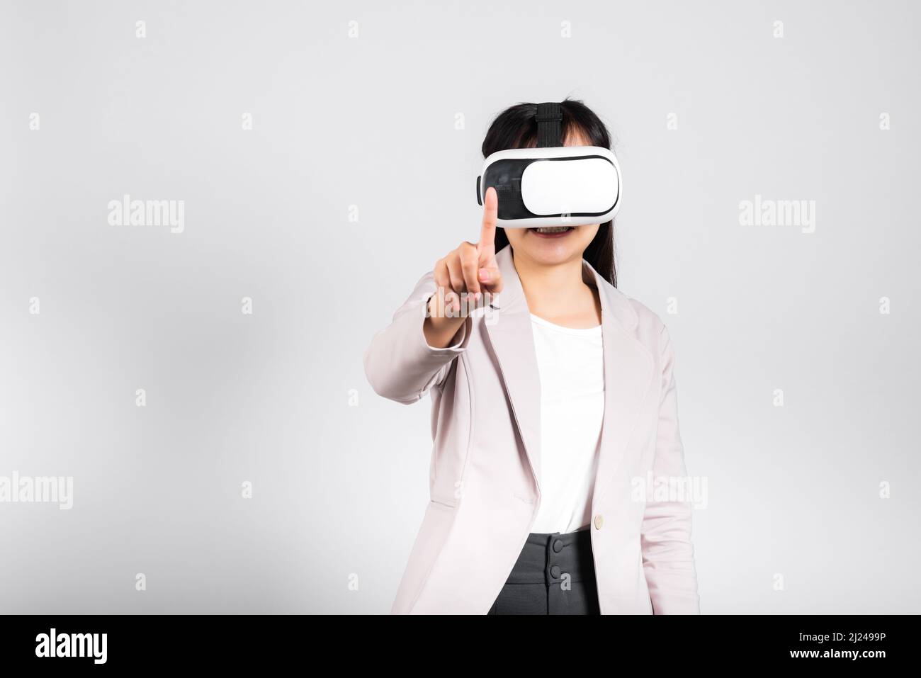 Happy asian girl wearing helmet hi-res stock photography and images - Alamy