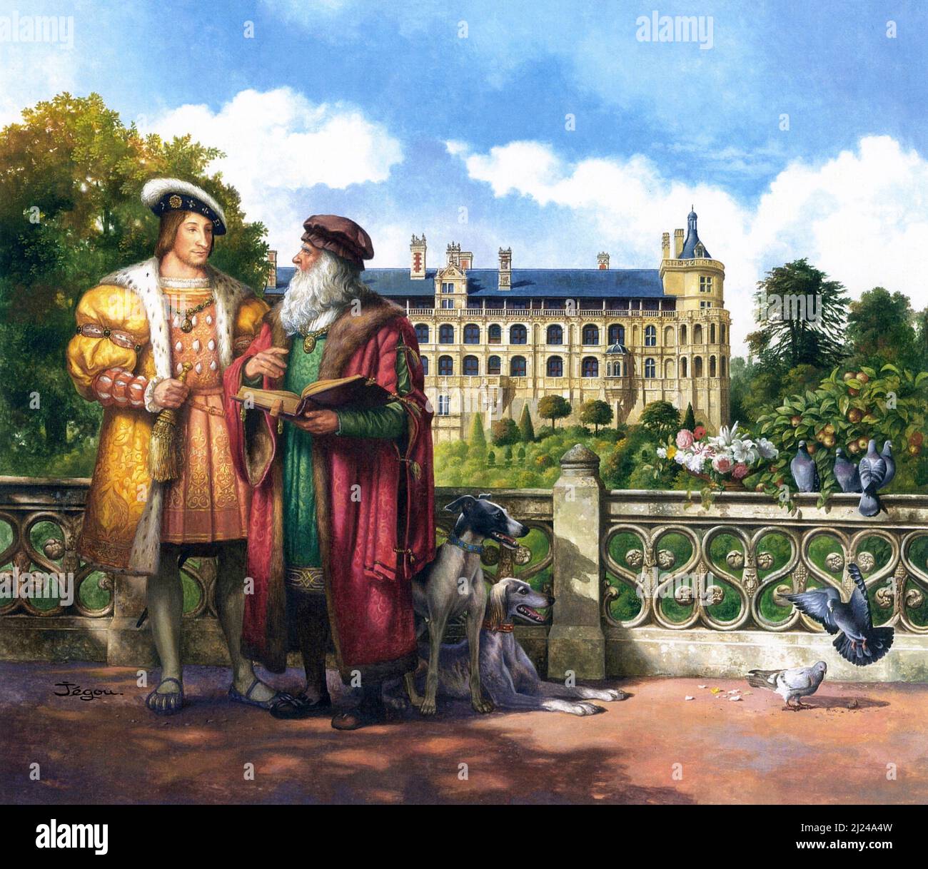 Francis I and Leonardo da Vinci, illustration Stock Photo - Alamy