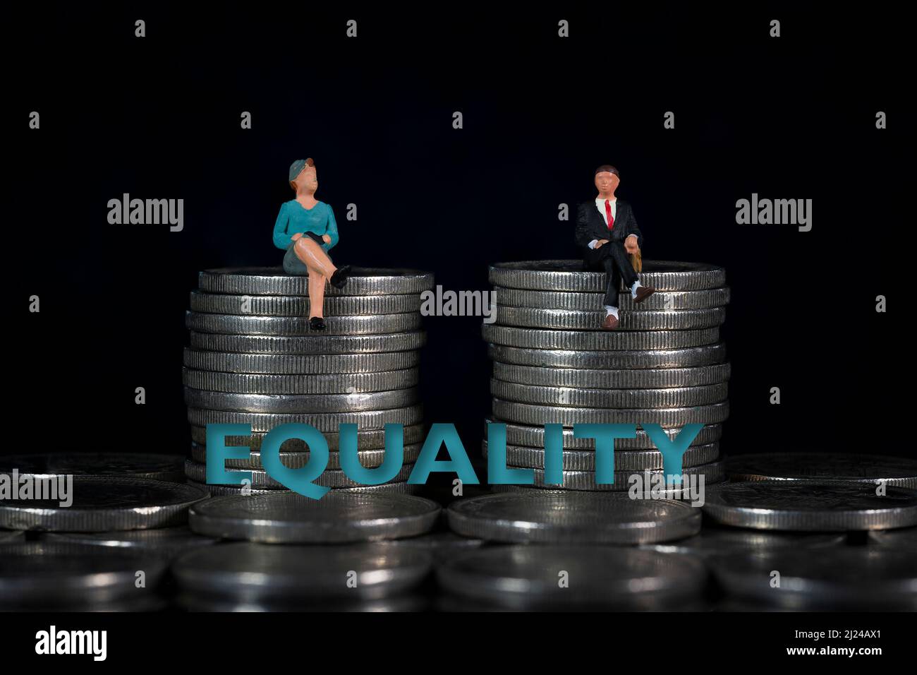 Wage gap and gender equality concept depicted with male and female ...