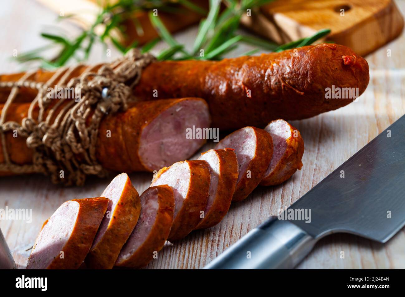 Czech smoked pork ham sausage Stock Photo - Alamy