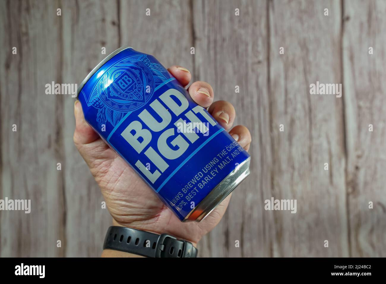 Marinette,WI-U.S.A.-Nov10,2021: The Can of Bud Light . Bud Light is the ...