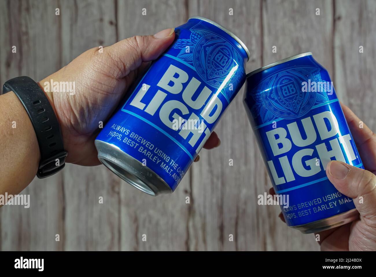 Marinette,WI-U.S.A.-Nov10,2021: The Can of Bud Light . Bud Light is the ...