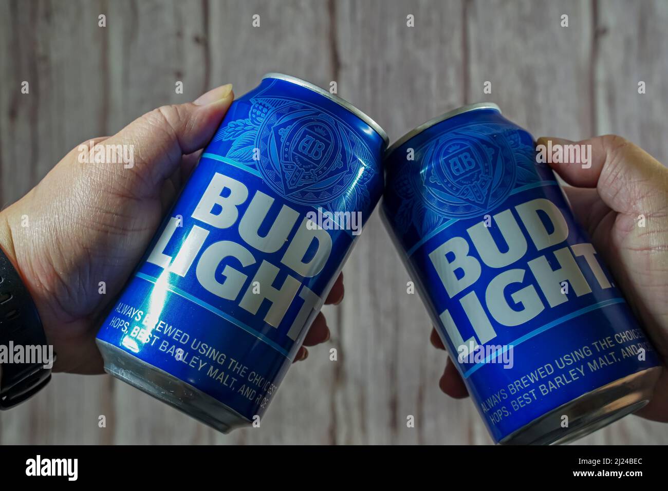 Marinette,WI-U.S.A.-Nov10,2021: The Can of Bud Light . Bud Light is the ...