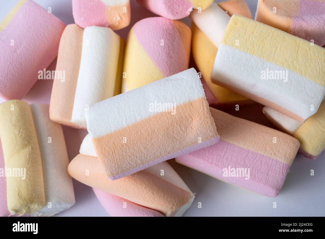 Stack of colored marshmallow. Sweets and delicacies for the holidays ...