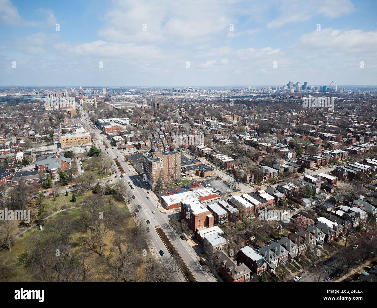 Aerial view around Tower Grove Park Stock Photo - Alamy